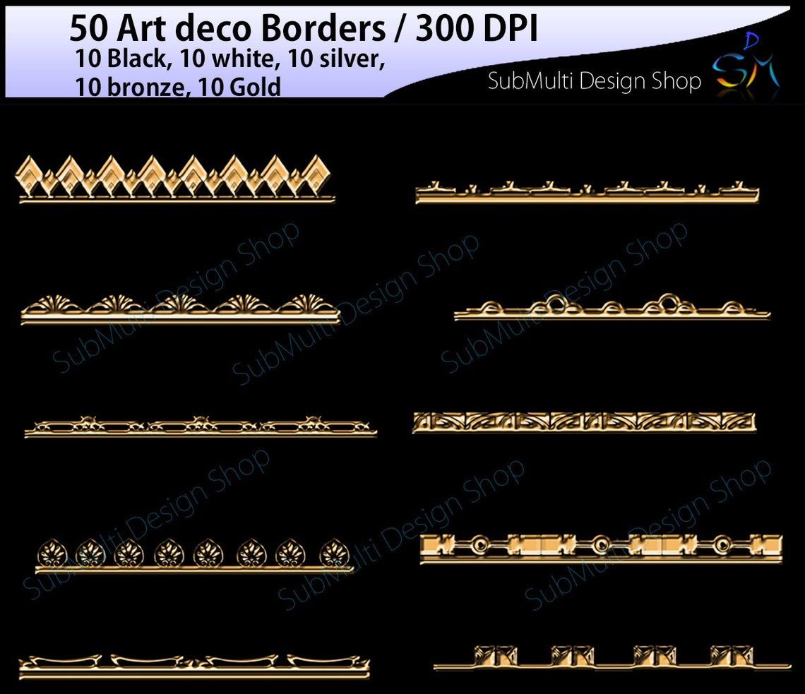 Art Deco / Art Deco Borders / Art Deco Border Clipart / Art - Etsy