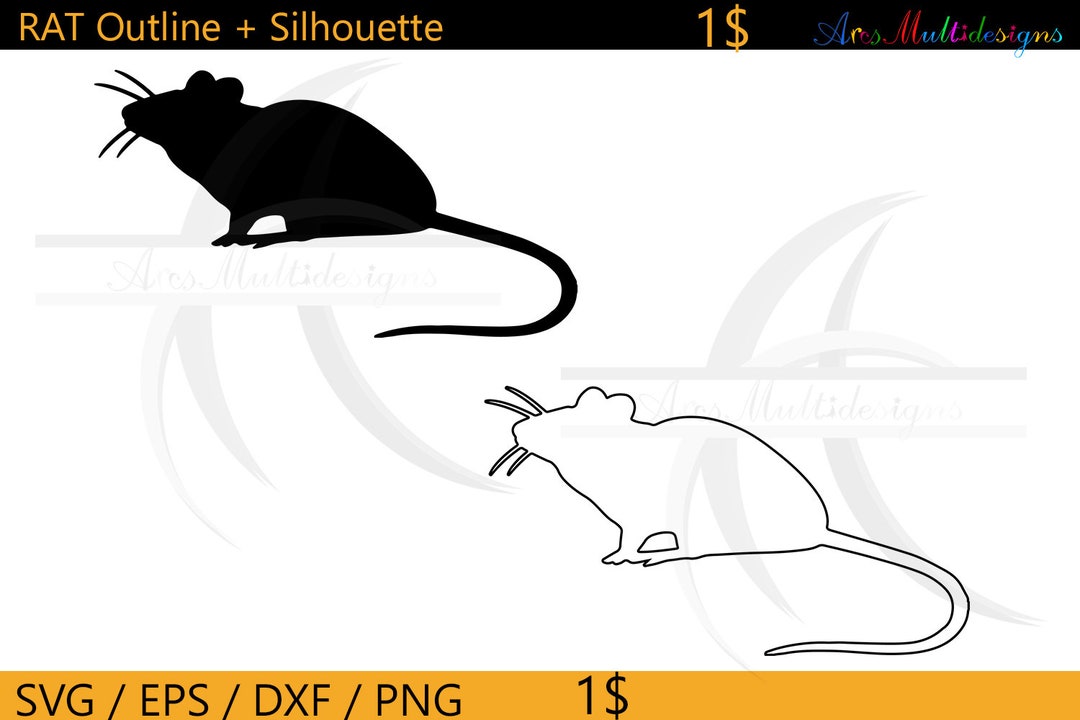 Rat Outline Svg / Rat Silhouette Outline / Rat Silhouette Svg / Rats ...
