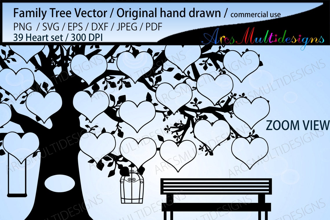Family Tree Svg 39 Hearts Family Tree SVG JPG Pdf PNG - Etsy