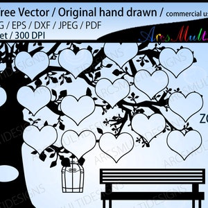 Family Tree Svg, 39 Hearts Family Tree SVG JPG Pdf PNG Template, Clip ...