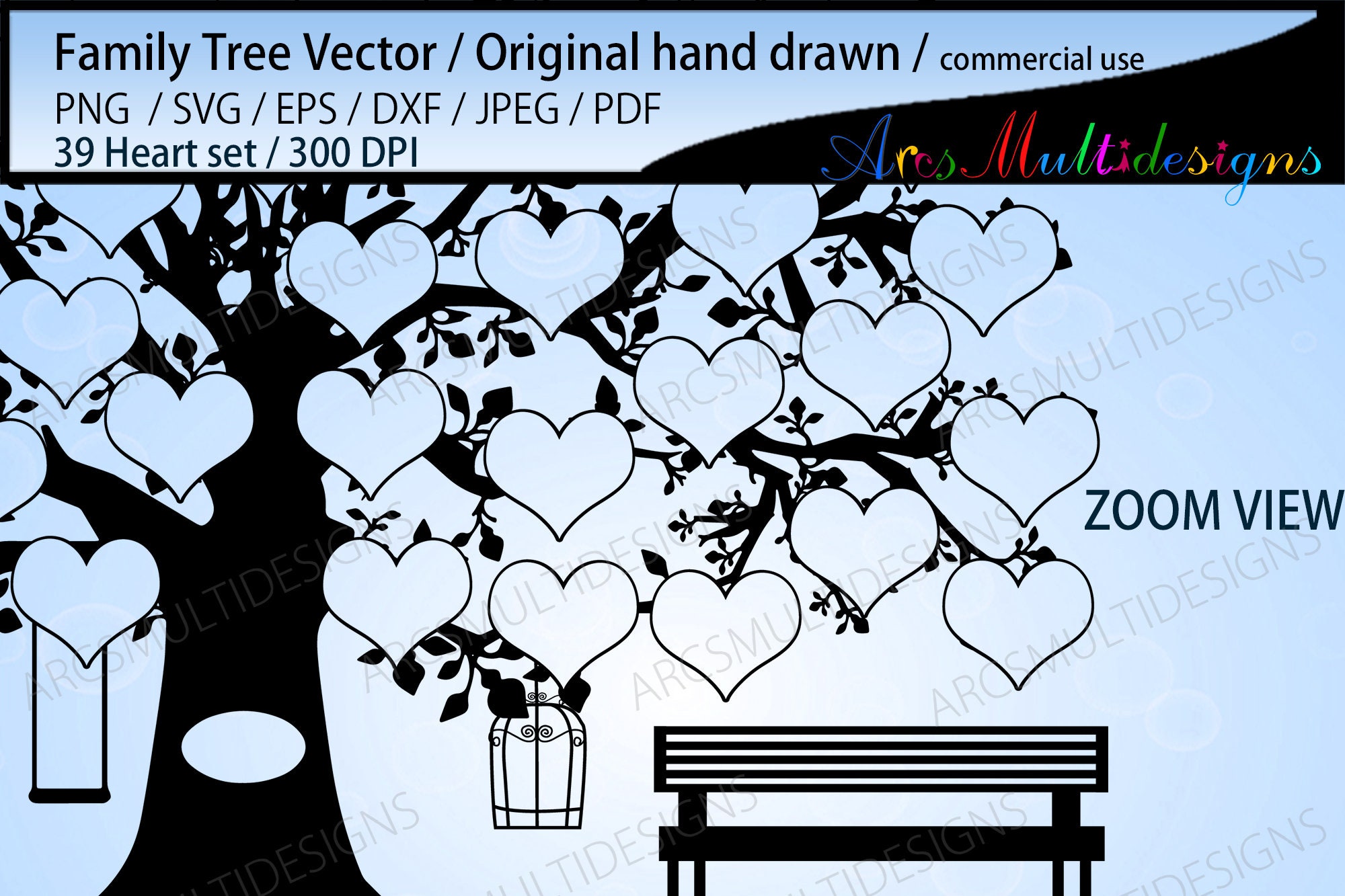 Family Tree Svg 39 Hearts Family Tree SVG JPG Pdf PNG - Etsy