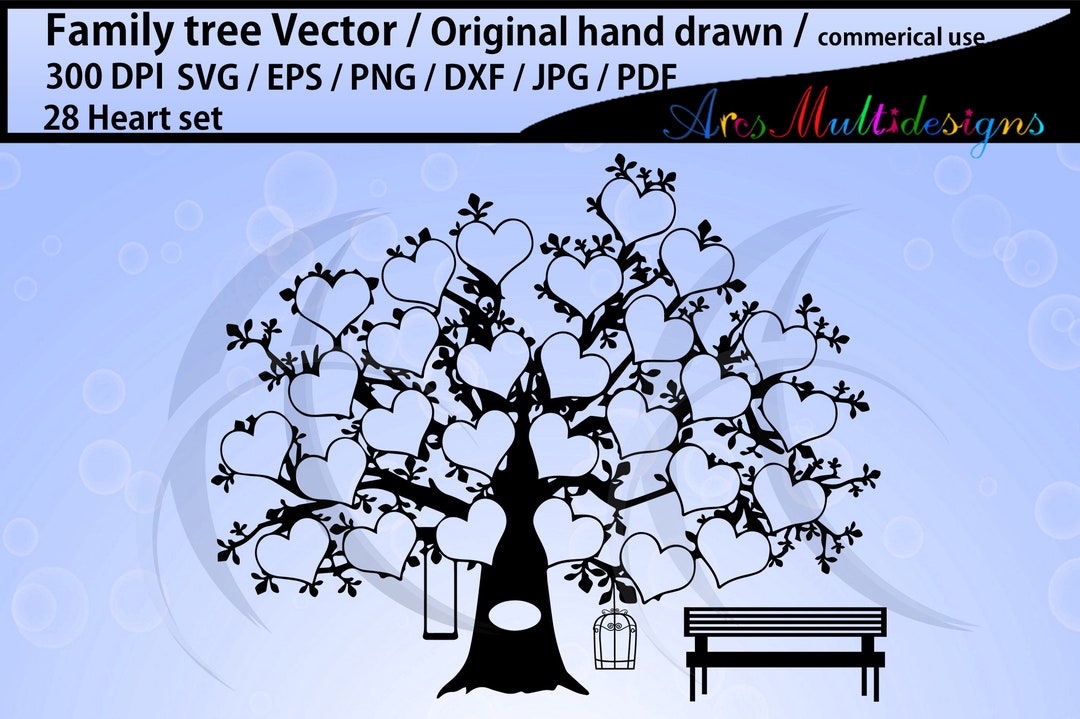 28 Hearts Family Tree Clipart SVG, EPS, Dxf, Png, Pdf, Jpg /family Tree ...