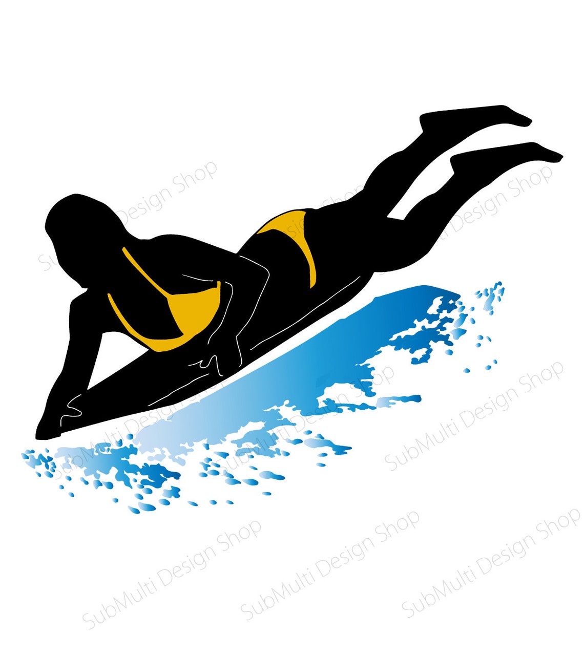 Bodyboarding silhouette / boogie boarding silhouettte / vector | Etsy