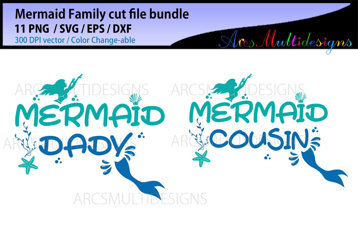 Mermaid Family Bundle / Mermaid Svg Family Bundle / Mer Maid Cut Files ...