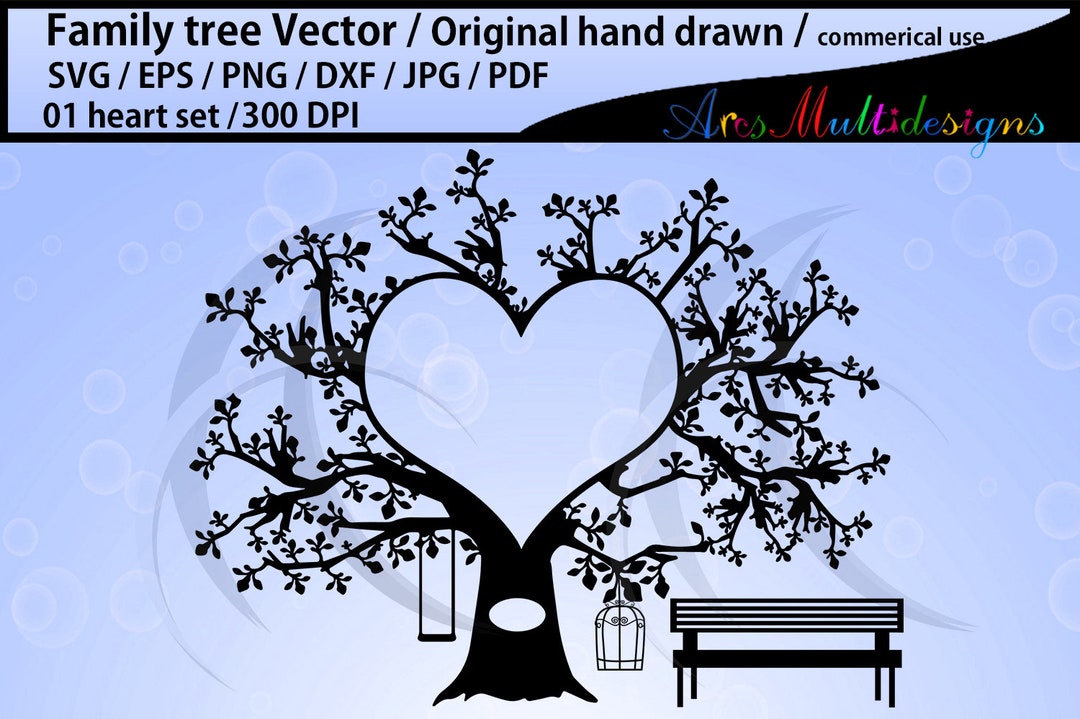 01 Hearts Family Tree Clipart SVG, EPS, Dxf, Png, Pdf, Jpg /family Tree ...