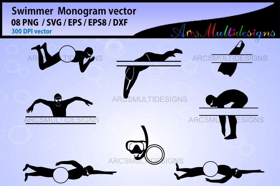 Swimmers Monogram SVG / Swimmer SVG Monogram / Swim Cut File - Etsy