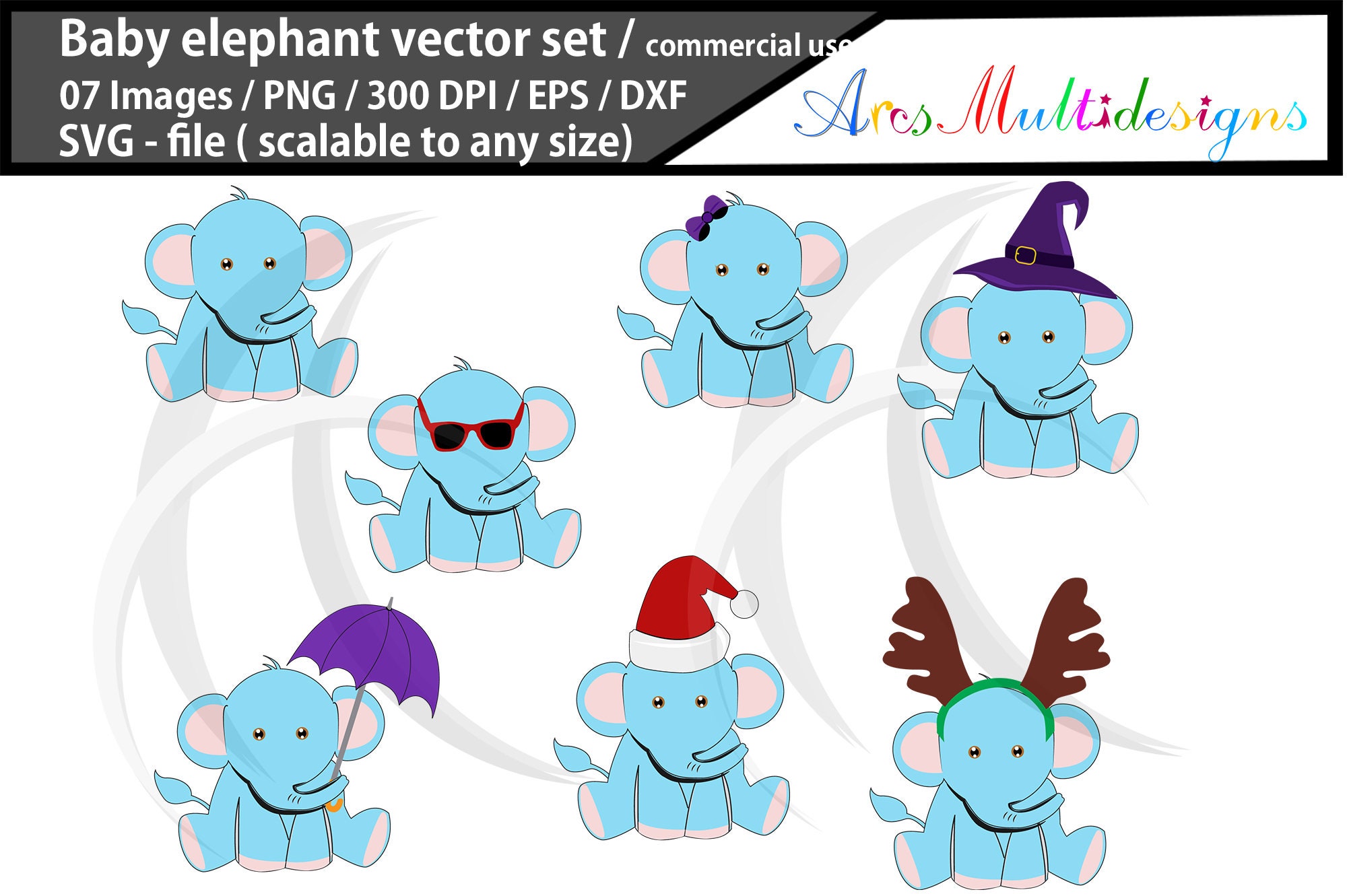 Baby elephant svg / baby elephant clipart vector cute kawaii | Etsy