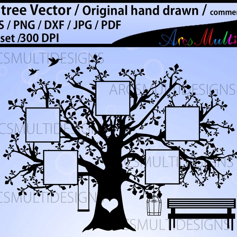 Family Tree Template 5 Members - Etsy