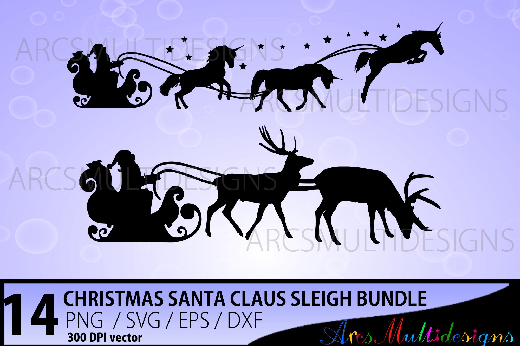 Santa Claus Sleigh Bundle / Christmas Santa Claus Sleigh - Etsy