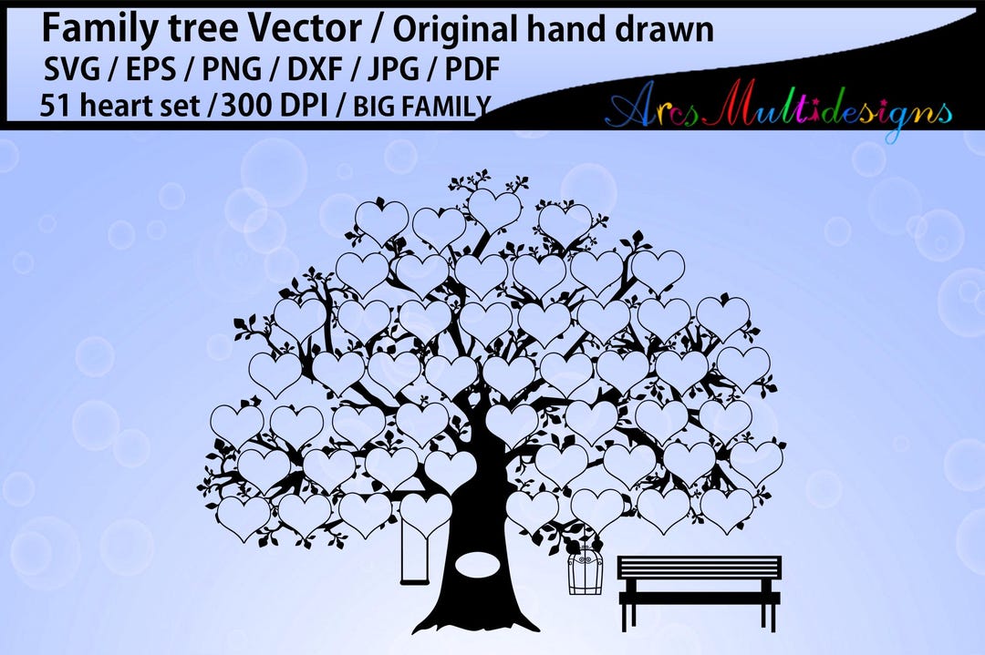 51 Heart Family Tree Clipart, EPS, Dxf, Png, Pdf, Jpg, SVG /family Tree ...