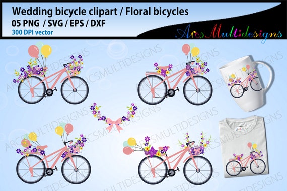 Floral bicycle svg / wedding bicycle svg / bicycle vector / spring ...