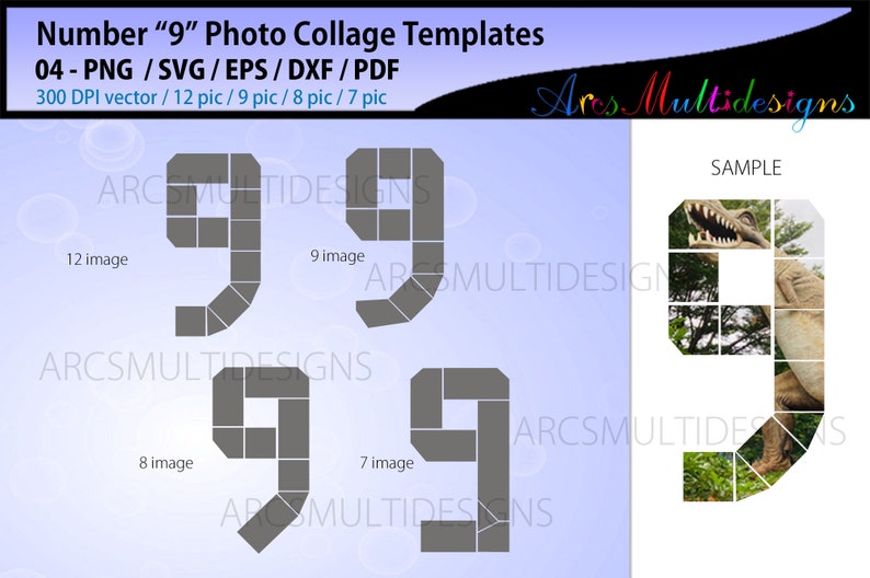 Number Photo Collage Bundle / Number Photo Collage SVG Bundle | Etsy