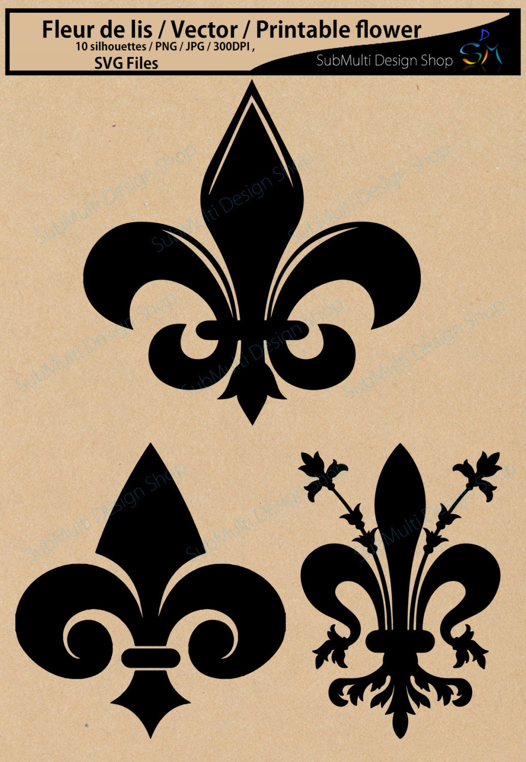 Fleur-de-lis silhouette / fleur de lis SVG Cutting Templates | Etsy