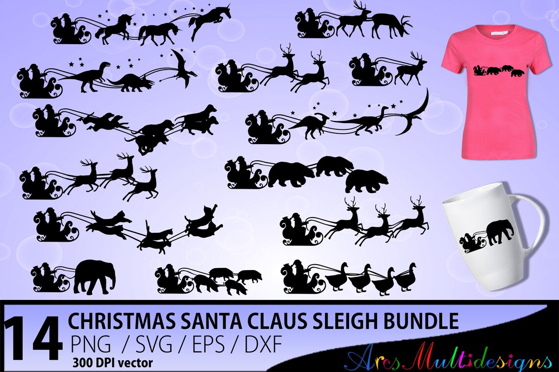 Santa Claus Sleigh Bundle / Christmas Santa Claus Sleigh - Etsy