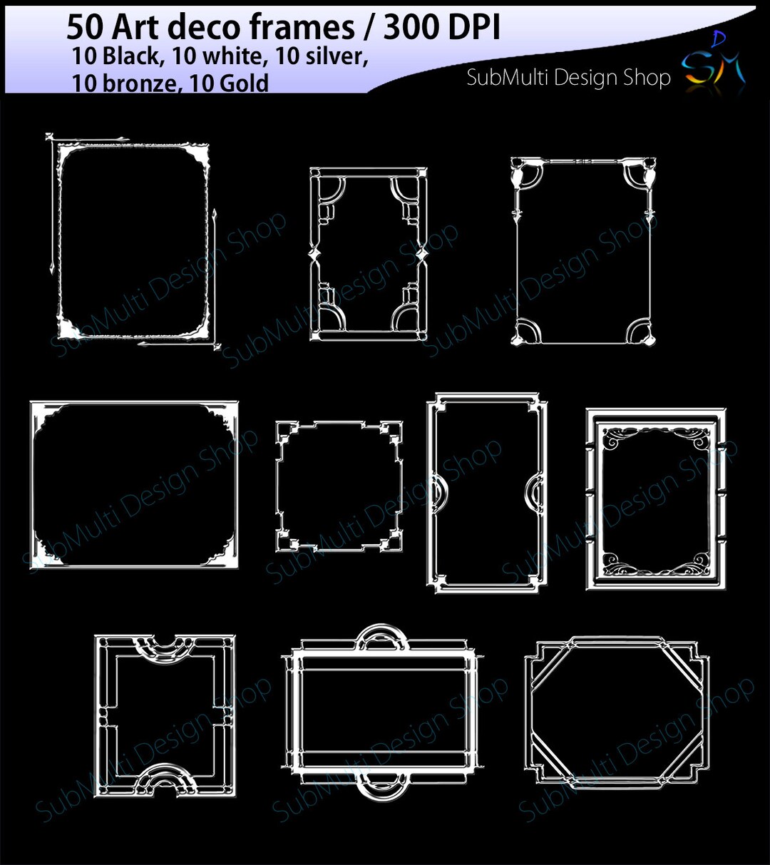 Art Deco Frames / Art Deco Frames Clipart / Art Deco Frames Silhouette ...