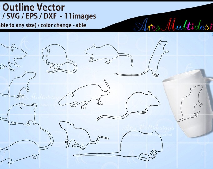 Rat Clip Art, Printable Wildlife Animal Decal Coloring Page for Sticker ...