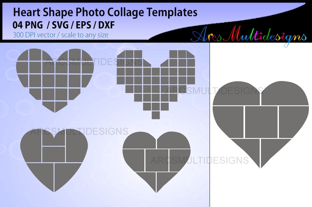 Heart Shape Photo Collage Template / Photo Collage Svg / Heart Shape ...