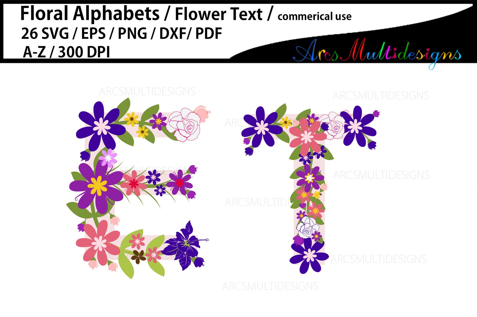 Floral Alphabet A-Z SVG Bundle / Floral Alphabet Text / - Etsy