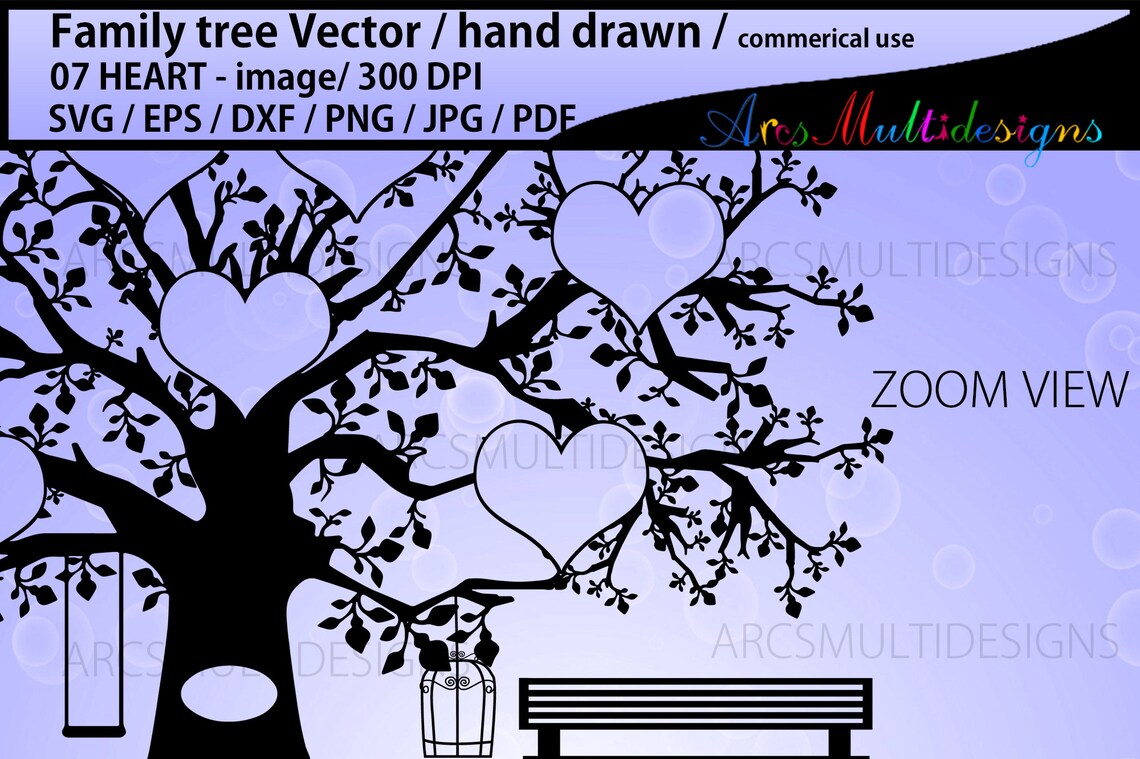 7 Hearts Family Tree Template SVG Pdf Jpg and More / Family - Etsy Canada