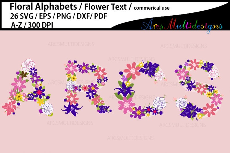 Floral Alphabet A-Z SVG Bundle / Floral Alphabet Text / - Etsy