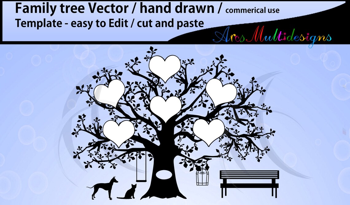 Family Tree Template SVG EPS Dxf Png Pdf Jpg / Family - Etsy