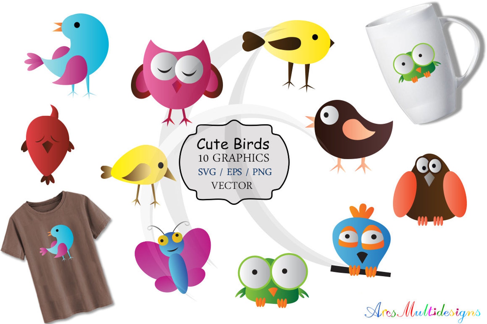 Cute Birds Svg / Bird Clip Art SVG /cute Bird Vector/ Hand - Etsy