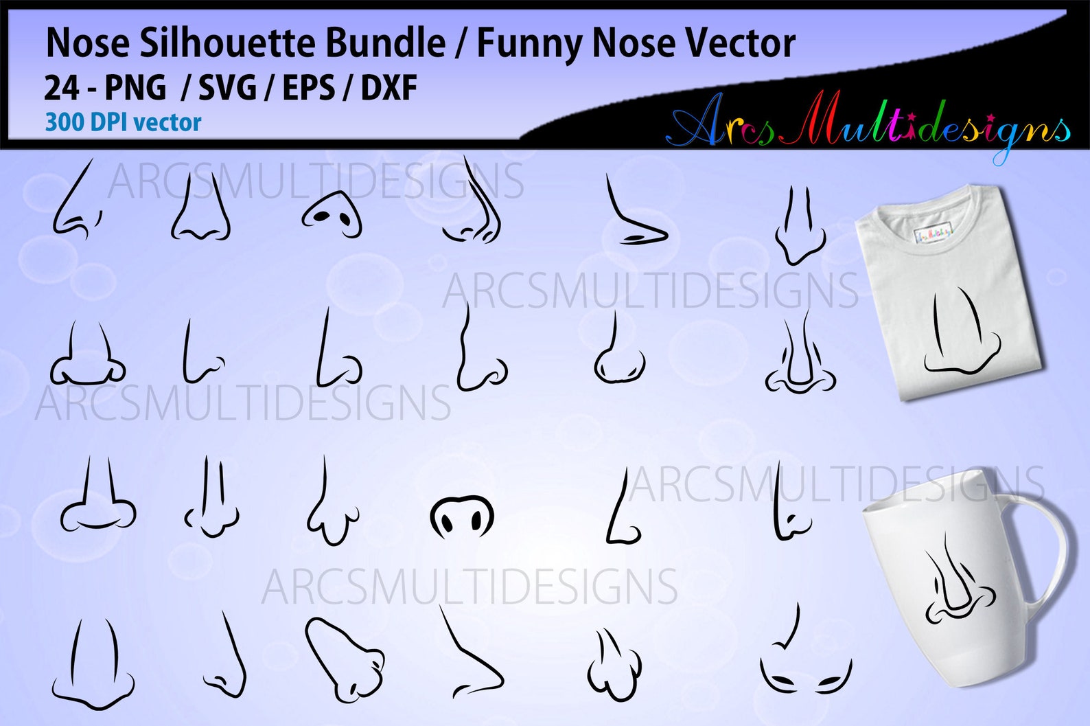 Nose Silhouette Bundle / Nose Svg Bundle / Funny Cartoon Nose ...