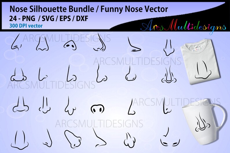 Nose silhouette bundle / nose svg bundle / funny cartoon nose | Etsy