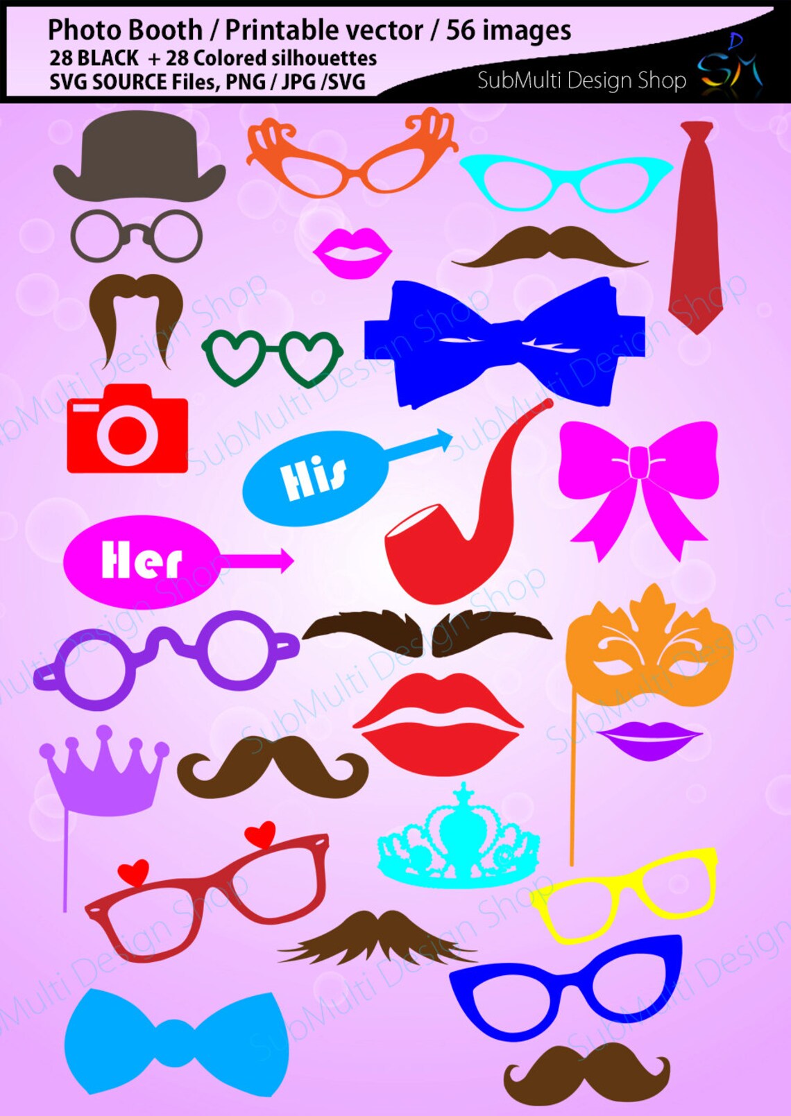 Photo Booth Props SVG: 56 Images, Masks, Glasses (digital Download) - Etsy