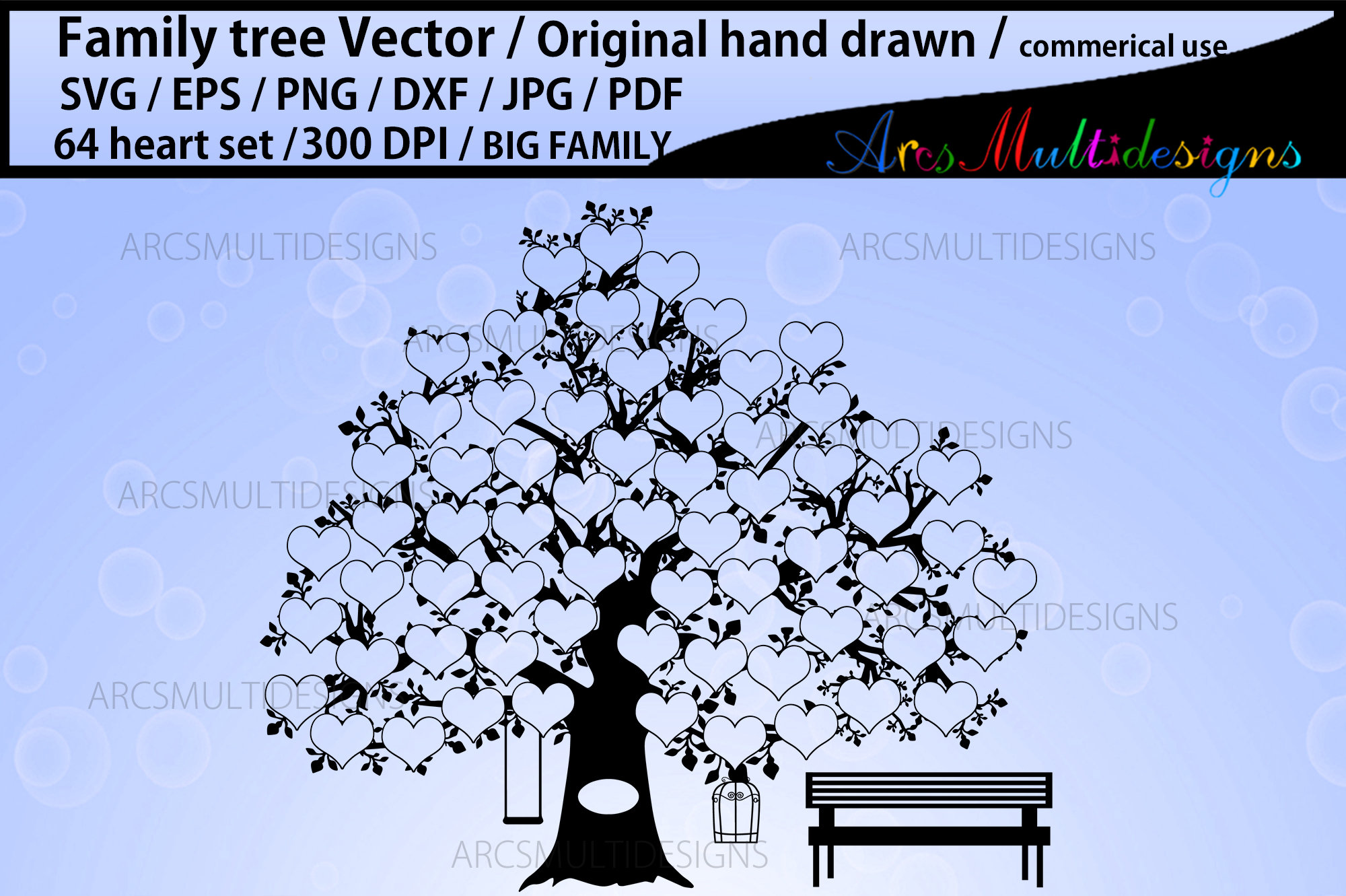 64 Hearts Family Tree Clipart SVG EPS Dxf Png Pdf Jpg - Etsy UK