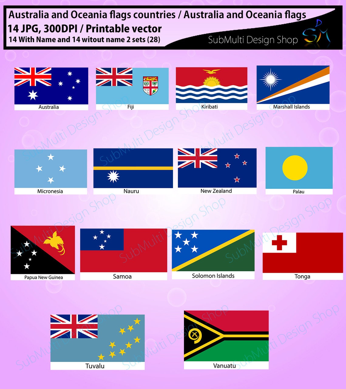 Australia and Oceania Countries / Australia and Oceania Flags - Etsy