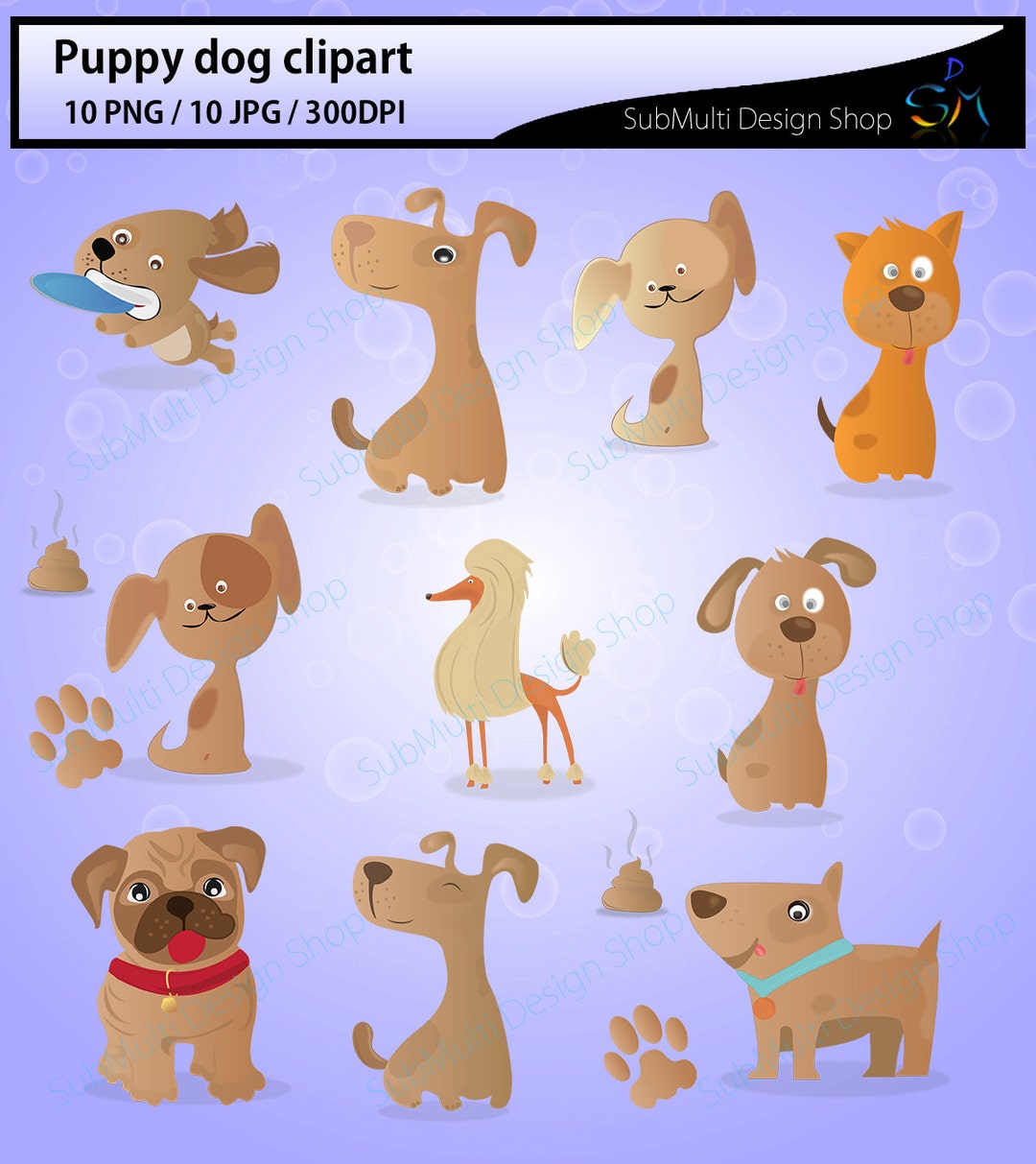 Puppy Dog Clipart / Digital Clip Art for Scrapbooking Card Making ...