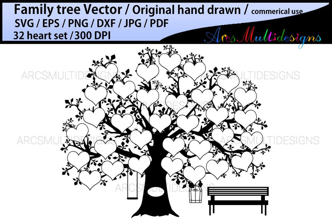 32 Heart Family Tree Clipart EPS Dxf Png Pdf Jpg SVG - Etsy