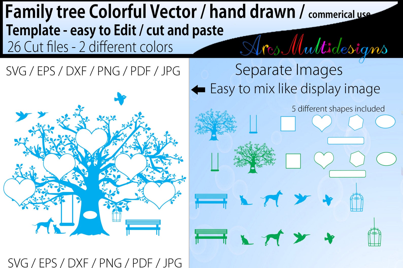 Heart Family Tree Template / Family Tree Svg Template / Family - Etsy