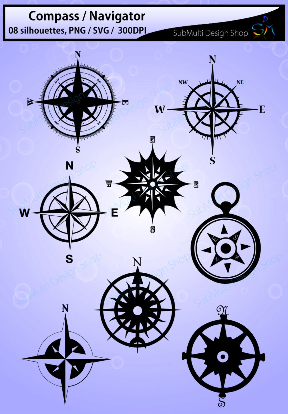 Compass Silhouette / Compass Svg Files / High Quality / - Etsy