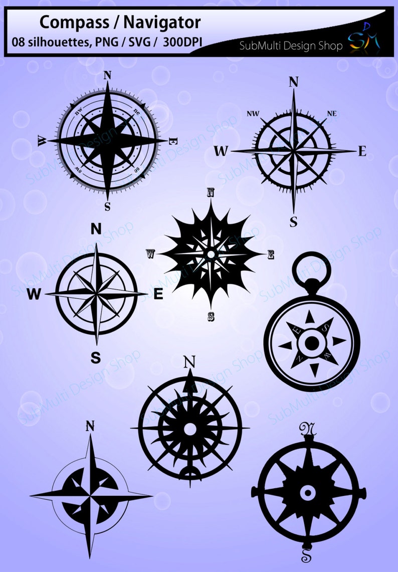 Compass Silhouette / Compass Svg Files / High Quality / - Etsy