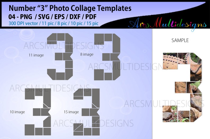 Number Photo Collage Bundle / Number Photo Collage SVG Bundle | Etsy