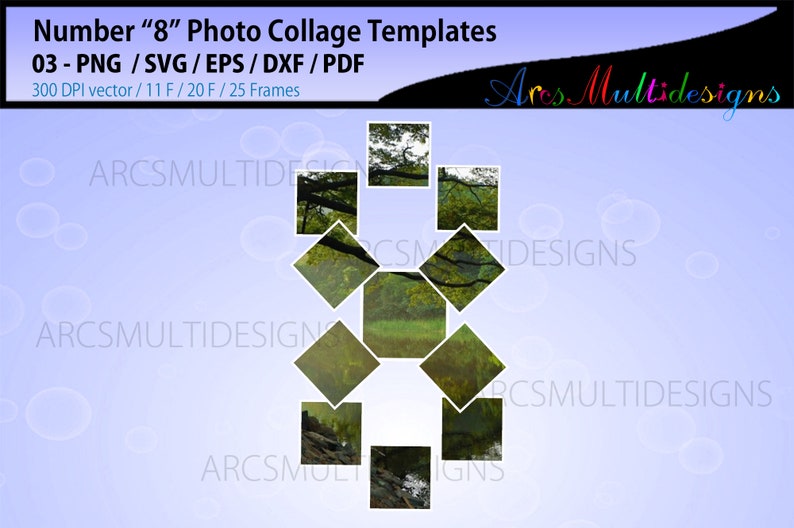 Número 8 Plantilla de collage de fotos / collage de fotos svg - Etsy México