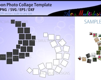 Moon Photo Collage Template / Moon Shape Photo Collage Svg / - Etsy