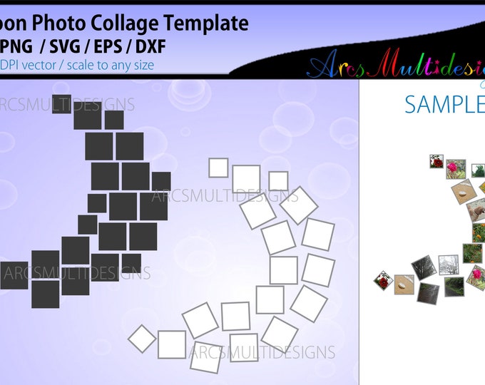 Moon Photo Collage Template / Moon Shape Photo Collage Svg / - Etsy