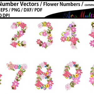 Floral Numbers Clipart / Floral Numbers Svg / Flower Numbers Svg ...
