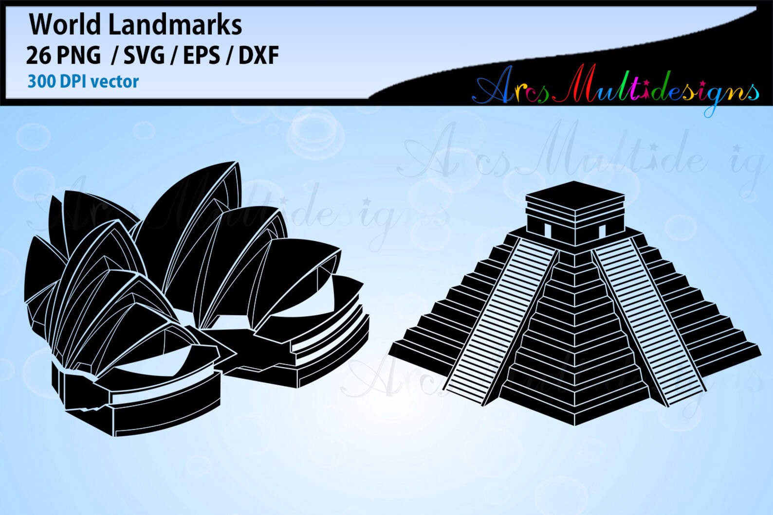 World Lankmarks Silhouette Svg / World Landmark Vector Cut - Etsy