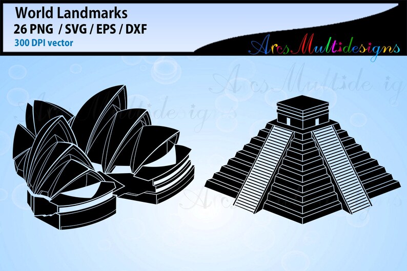 World Lankmarks Silhouette Svg / World Landmark Vector Cut - Etsy