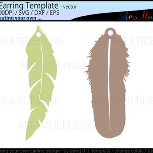 Feather Earring Template SVG / Feather Bundle Earrings SVG / Feather ...