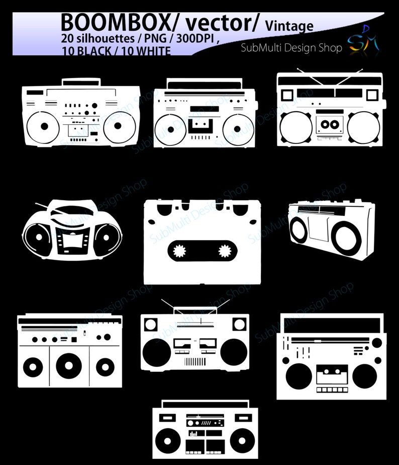 Boombox Silhouette Svg / 10B 10W Boombox / Boombox Digital | Etsy