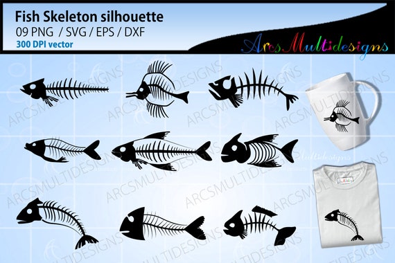 Fish Skeleton SVG bundle / Dead fish skeleton svg / Fish skelton vector ...