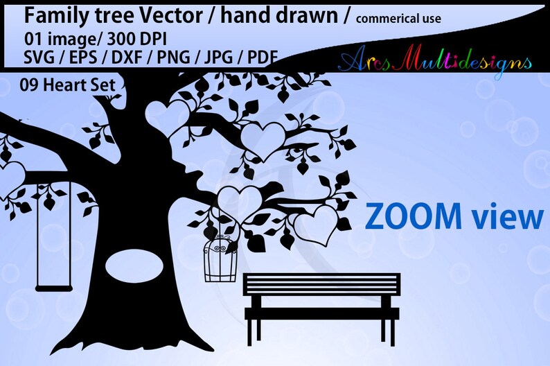 09 Hearts Family Tree Clipart SVG EPS Dxf Png Pdf /hand - Etsy