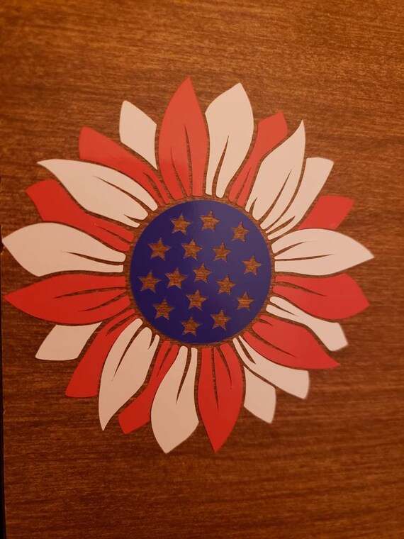 Red White and Blue Sunflower Decal | Etsy