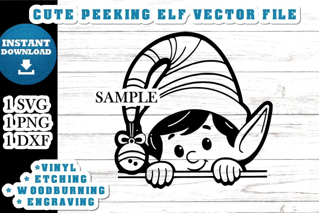 Peeking Elf SVG - Cute Peeking Elf Dxf File - Elf Svg File - Cute Elf ...