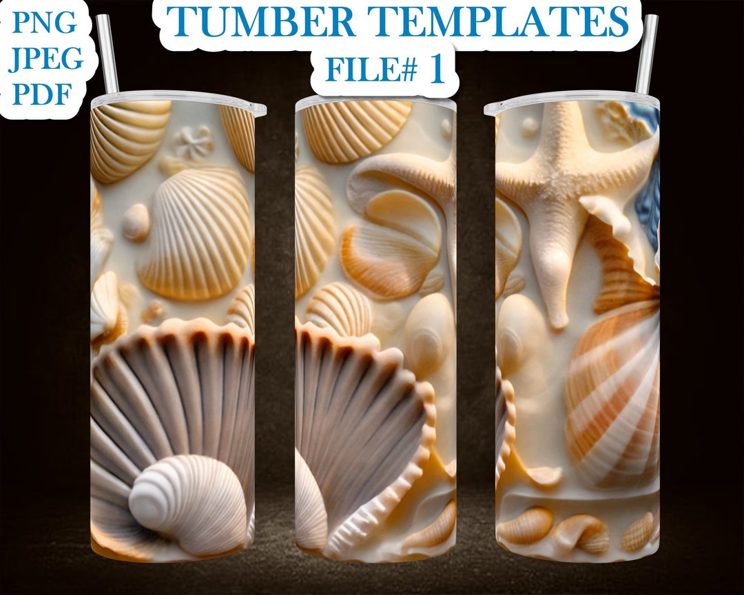 3D Tumbler Templates X 2 - 3D Sea Shells Tumbler Template X 2 - 3D ...